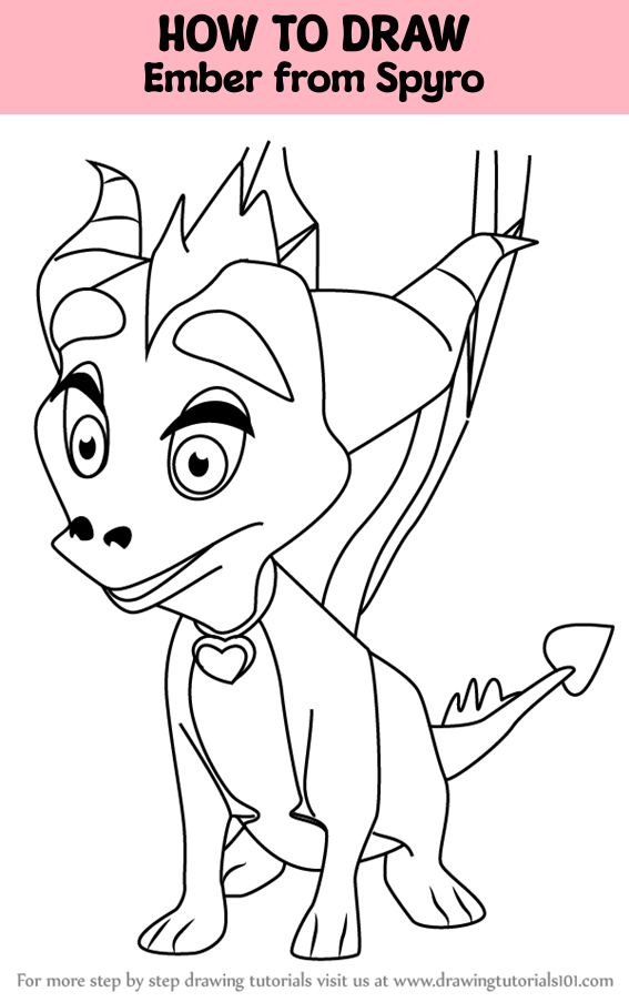 How to Draw Ember from Spyro (Spyro) Step by Step | DrawingTutorials101.com