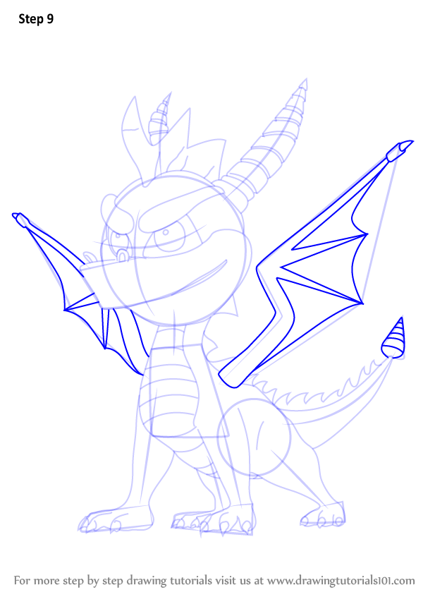 How to Draw Spyro the Dragon from Spyro (Spyro) Step by Step | DrawingTutorials101.com
