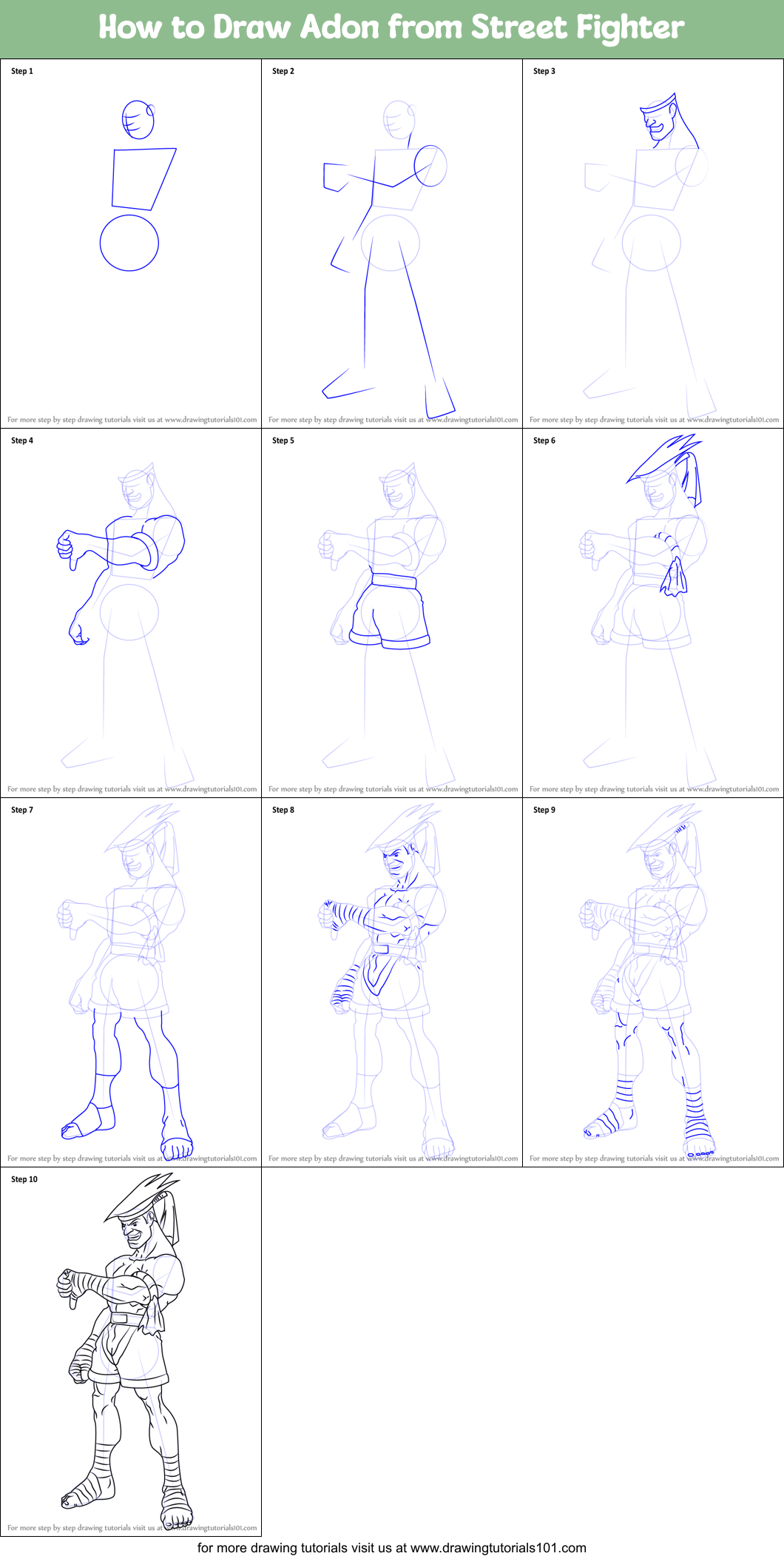 How to Draw Adon from Street Fighter (Street Fighter) Step by Step ...