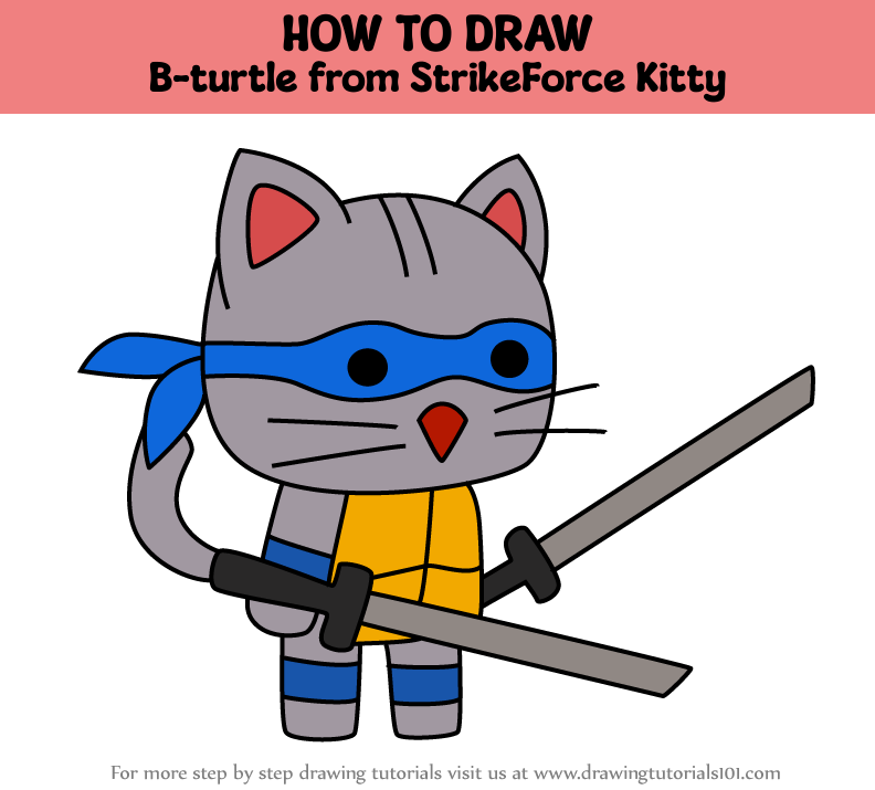 How to Draw B-turtle from StrikeForce Kitty (StrikeForce Kitty) Step by ...