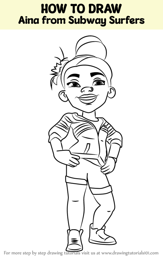 How to Draw Aina from Subway Surfers (Subway Surfers) Step by Step ...