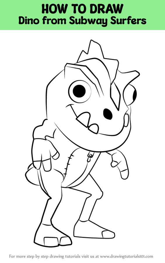 How to Draw Dino from Subway Surfers (Subway Surfers) Step by Step ...