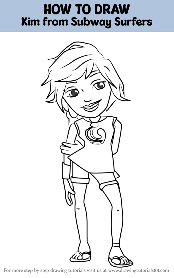 How to Draw Kim from Subway Surfers (Subway Surfers) Step by Step ...