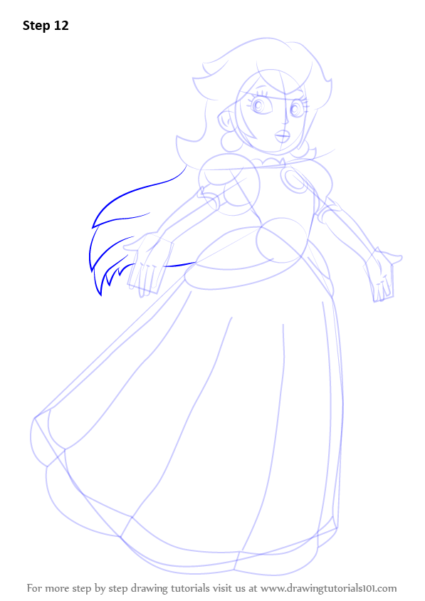 How to Draw Princess Peach from Super Mario (Super Mario) Step by Step | DrawingTutorials101.com