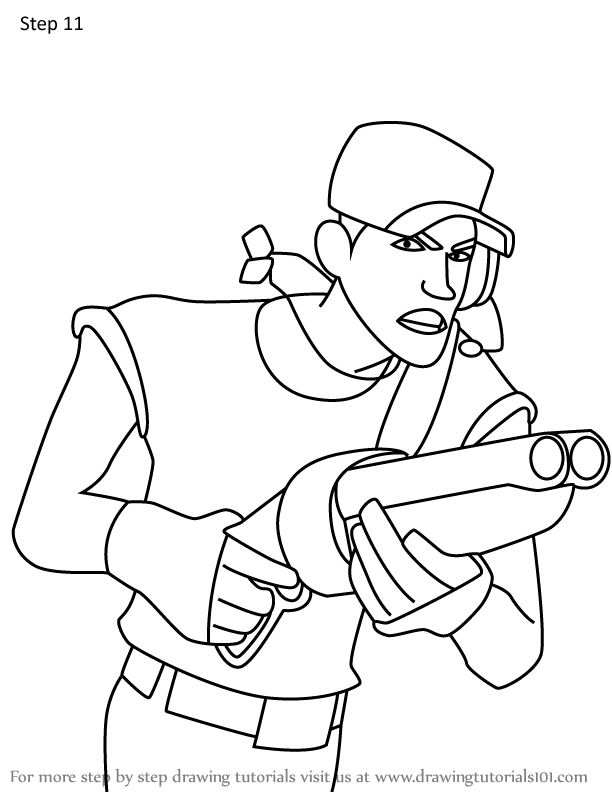 How to Draw Scout from Team Fortress 2 (Team Fortress 2) Step by Step ...