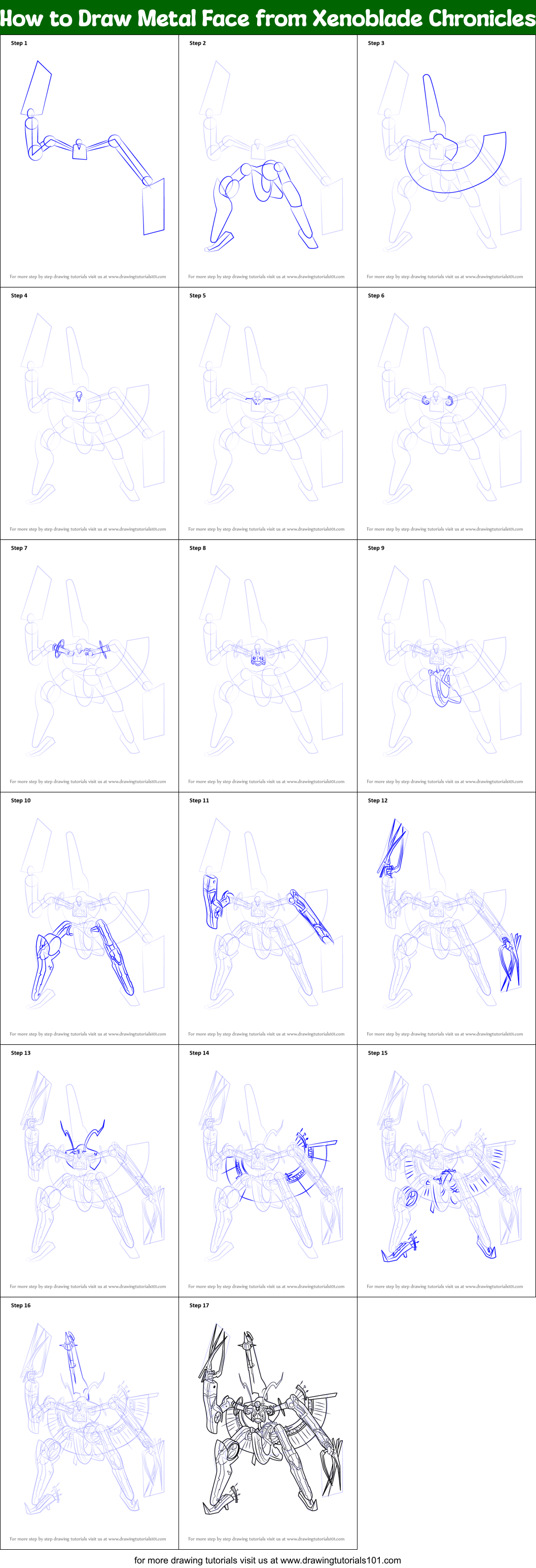 How to Draw Metal Face from Xenoblade Chronicles (Xenoblade Chronicles ...