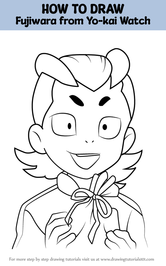 How to Draw Fujiwara from Yo-kai Watch (Yo-kai Watch) Step by Step ...