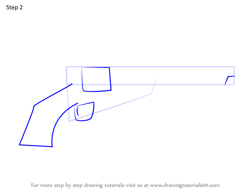 How to Draw Colt Revolver (Pistols) Step by Step | DrawingTutorials101.com