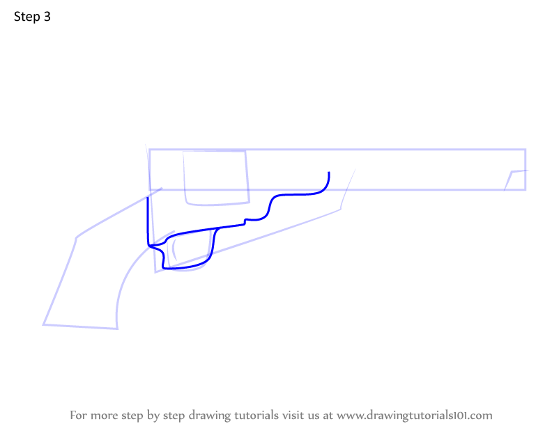 How to Draw Colt Revolver (Pistols) Step by Step | DrawingTutorials101.com