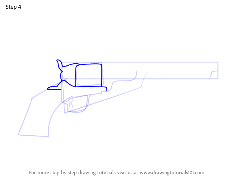 How to Draw Colt Revolver (Pistols) Step by Step | DrawingTutorials101.com