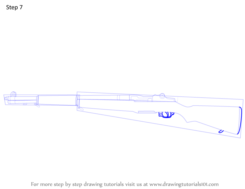 How to Draw a M1 Garand Rifle (Rifles) Step by Step ...