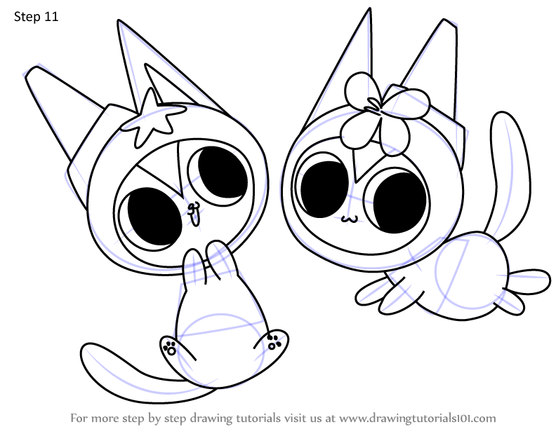 How to Draw Katsup and Meowstard from Chikn Nuggit (Chikn Nuggit) Step ...
