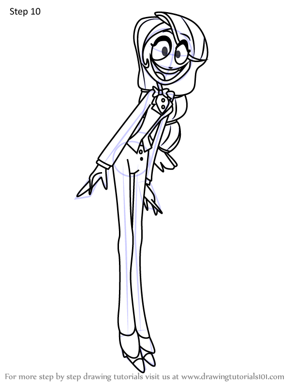 How to Draw Charlotte Magne from Hazbin Hotel (Hazbin Hotel) Step by Step | DrawingTutorials101.com